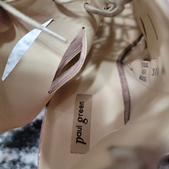Paul Green | Shoes | Paul Greenbrown Cosmo Peep Toe Laceup Bootie Blush Metallic Leather San ...